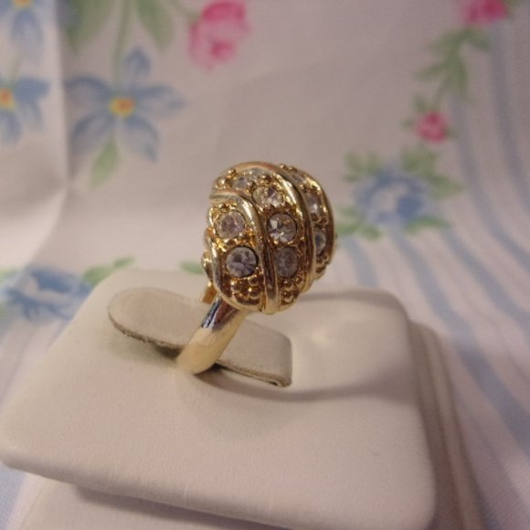 Avon | Jewelry | Vintage Avon Domed Rhinestone Gold Tone Ring | Poshmark
